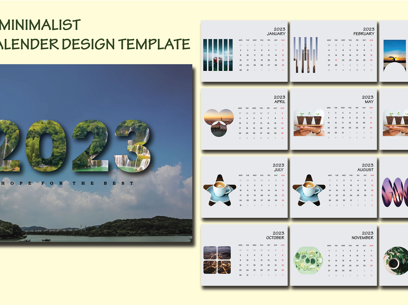 12 month desk calender design template by Afrin Ana on Dribbble