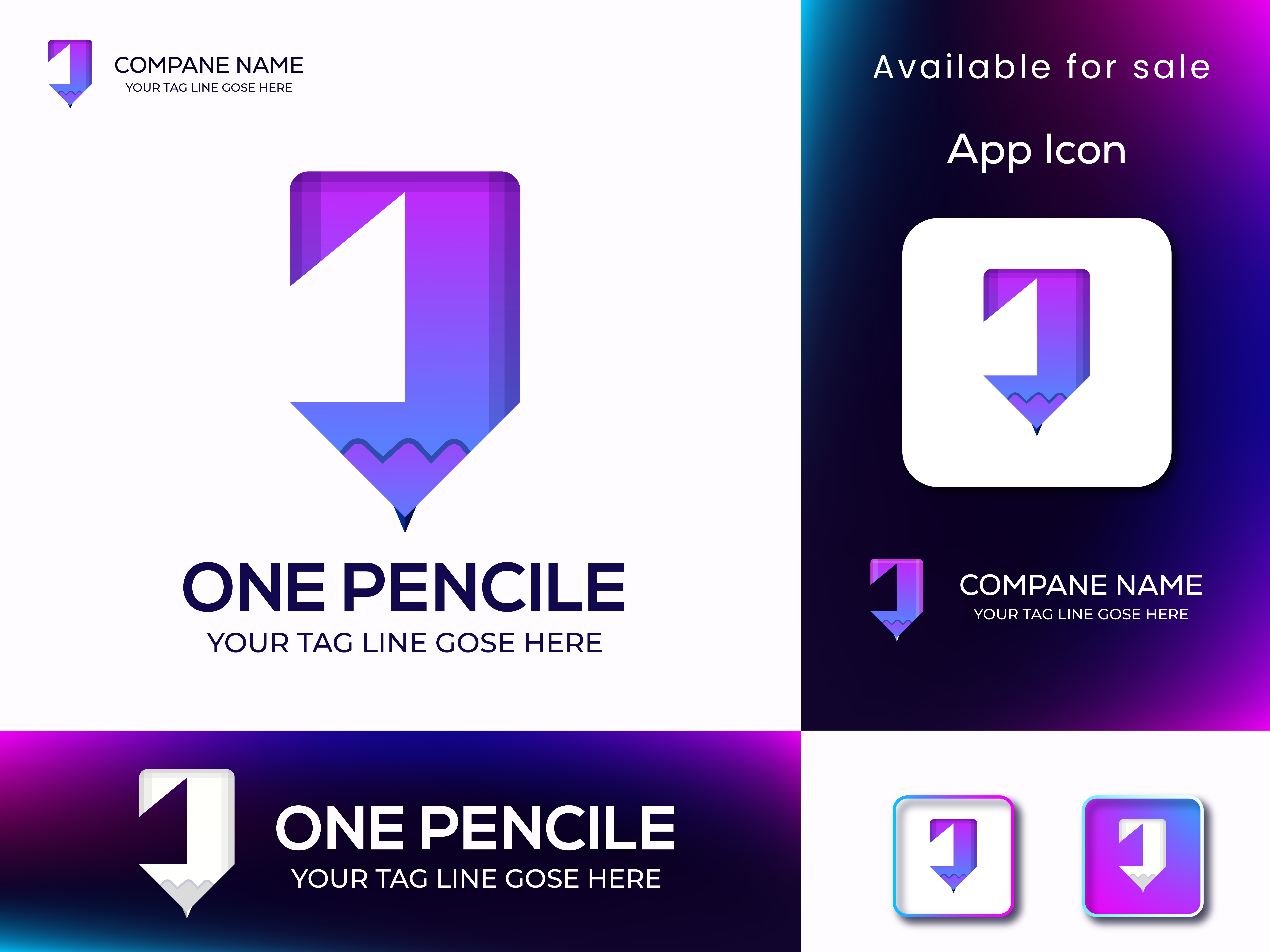 Modern Logo, One Logo, One Pencile Logo, Pencile, Education Logo by ...