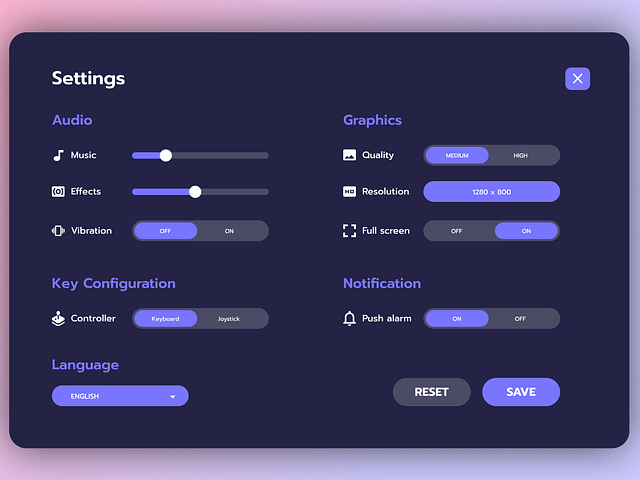 Settings UI designs, themes, templates and downloadable graphic ...