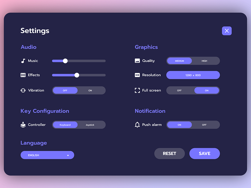 Settings UI designs, themes, templates and downloadable graphic ...