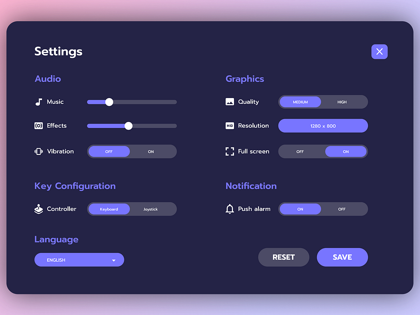 Settings UI designs, themes, templates and downloadable graphic ...