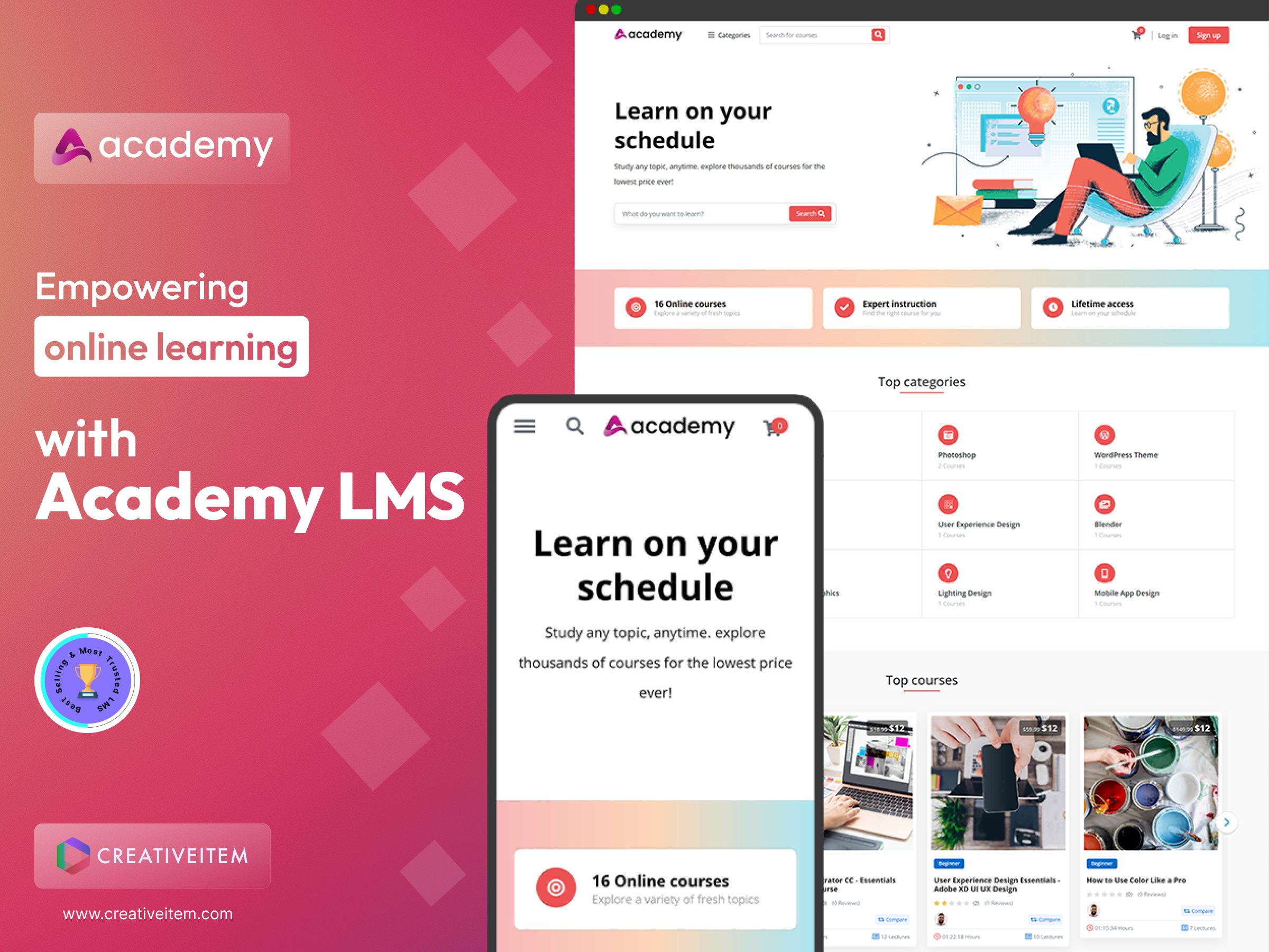 🌍📲 Learn on the go with Academy LMS! 🚀 by Creativeitem on Dribbble