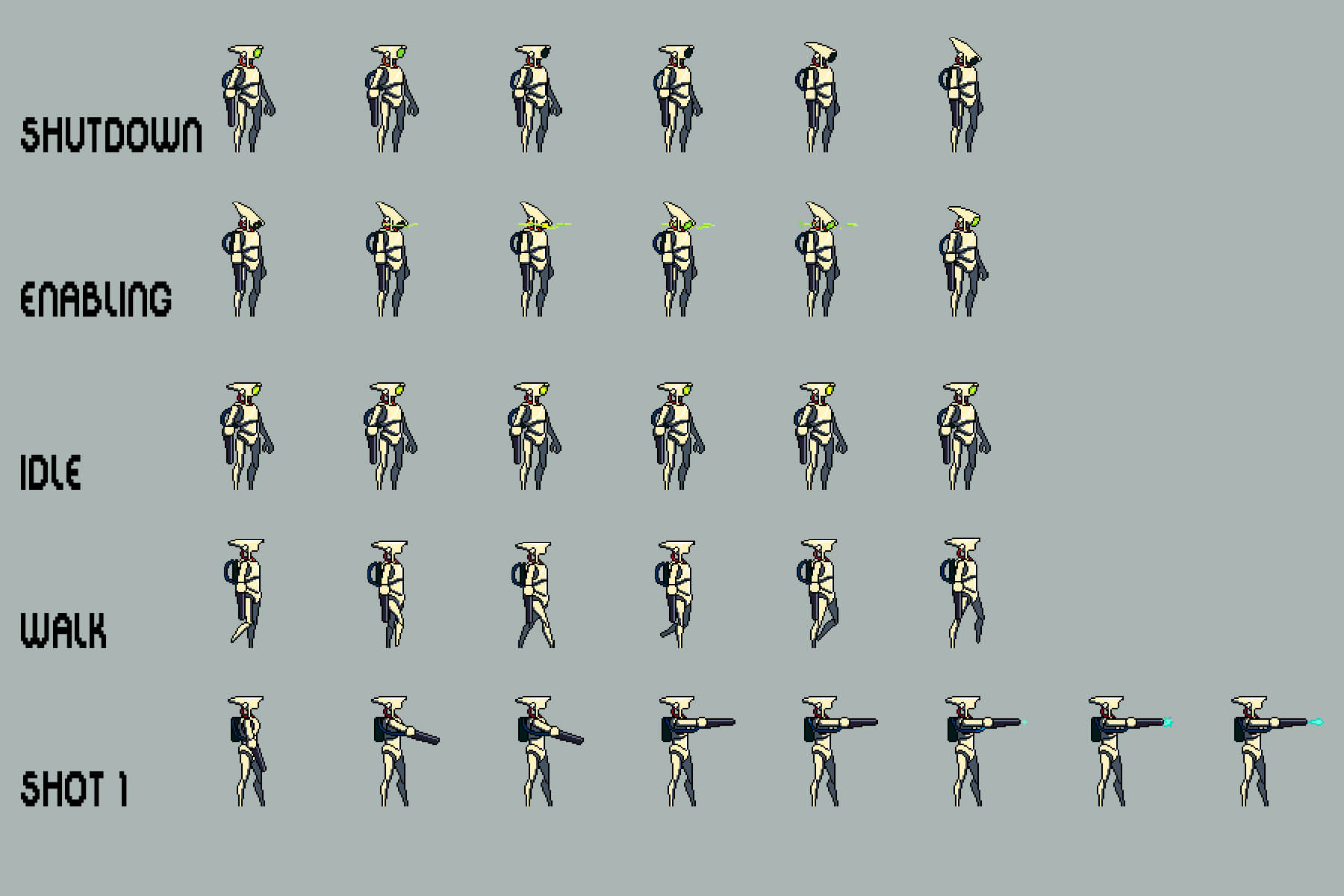 Free Robot Pixel Art Sprite Sheets by 2D Game Assets on Dribbble