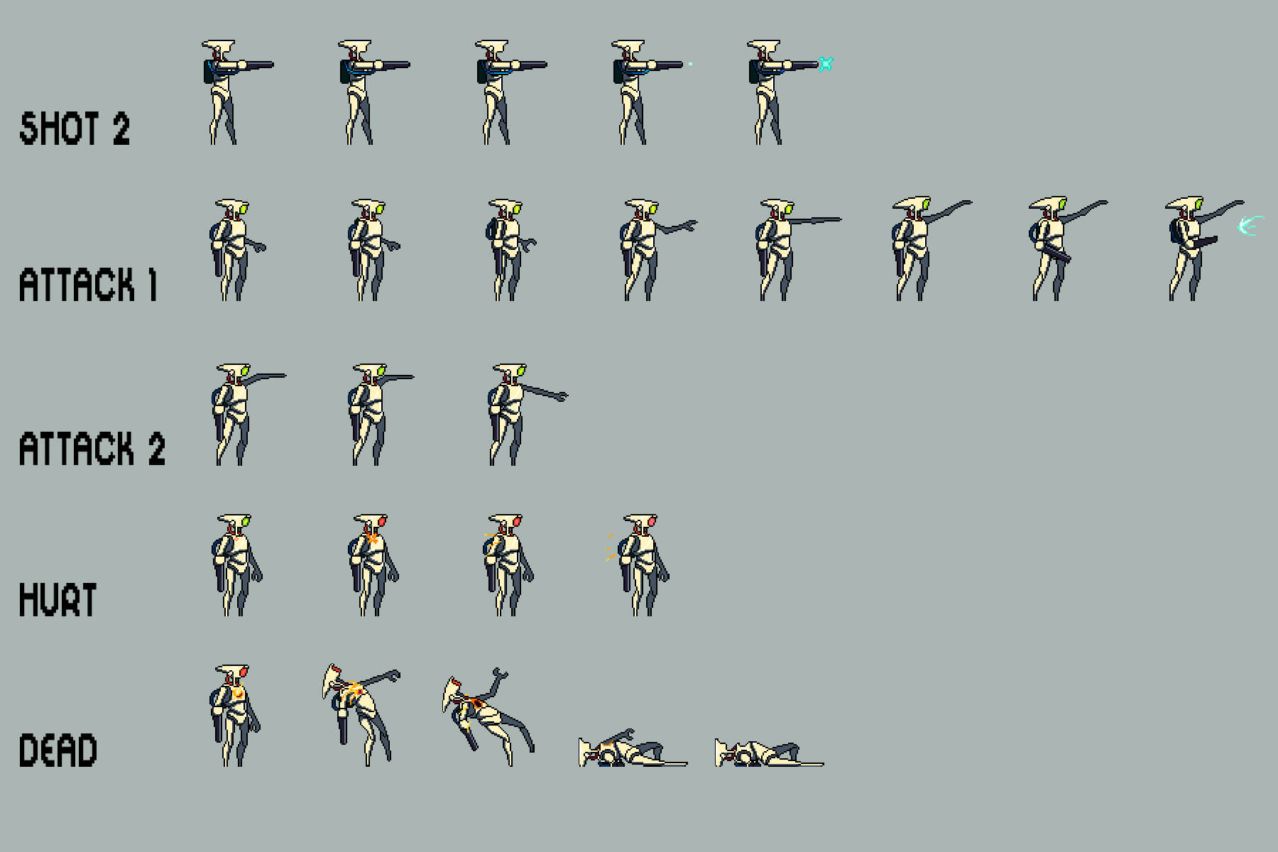 Free Robot Pixel Art Sprite Sheets by 2D Game Assets on Dribbble