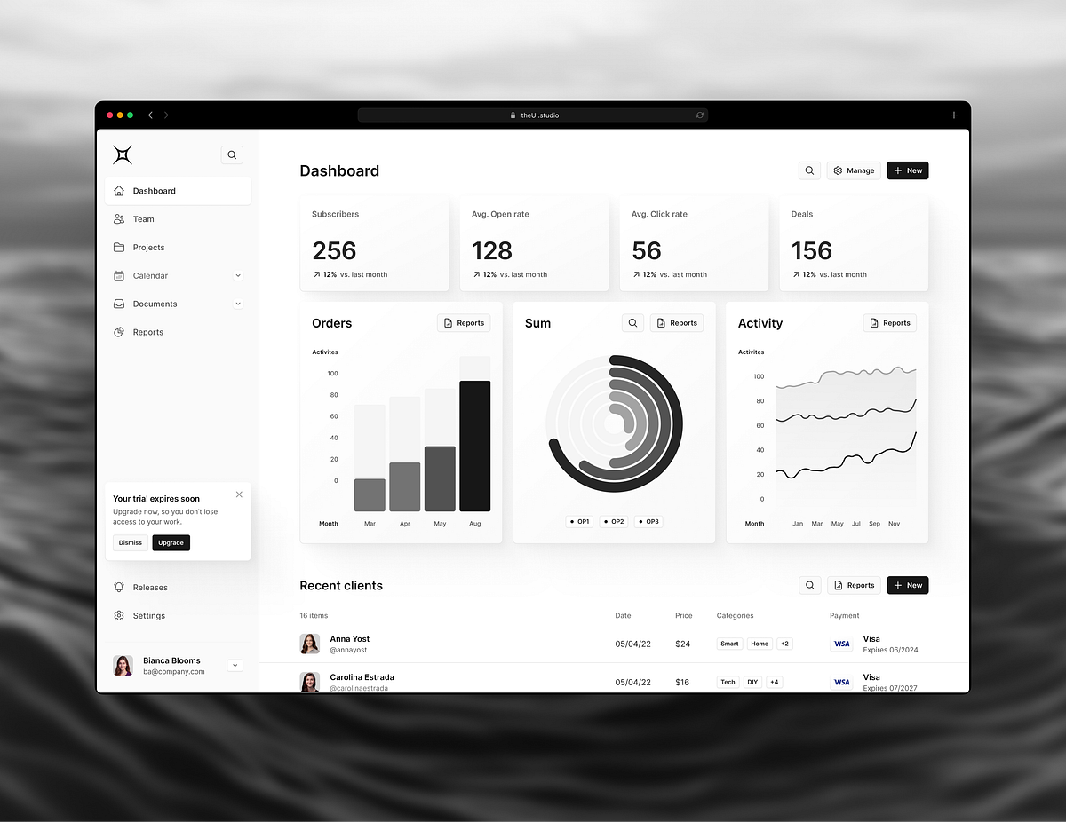 Elegant Dashboards for a Polished look 🎩 by The UI studio on Dribbble