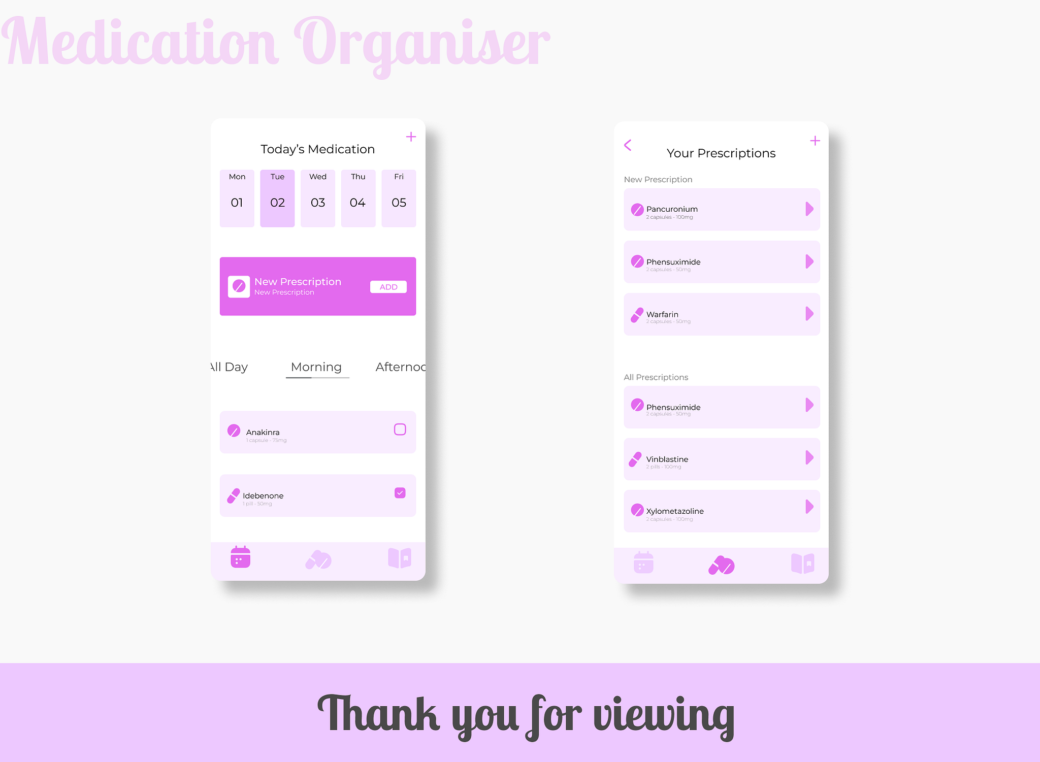 (Daily UI) Medication Organiser by Sophia Ellis on Dribbble