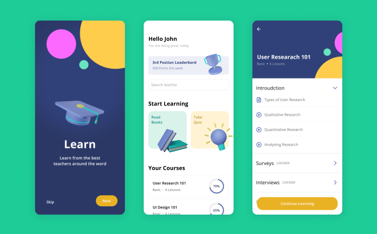 EdTech Mobile App Design by Abdullah Raja on Dribbble