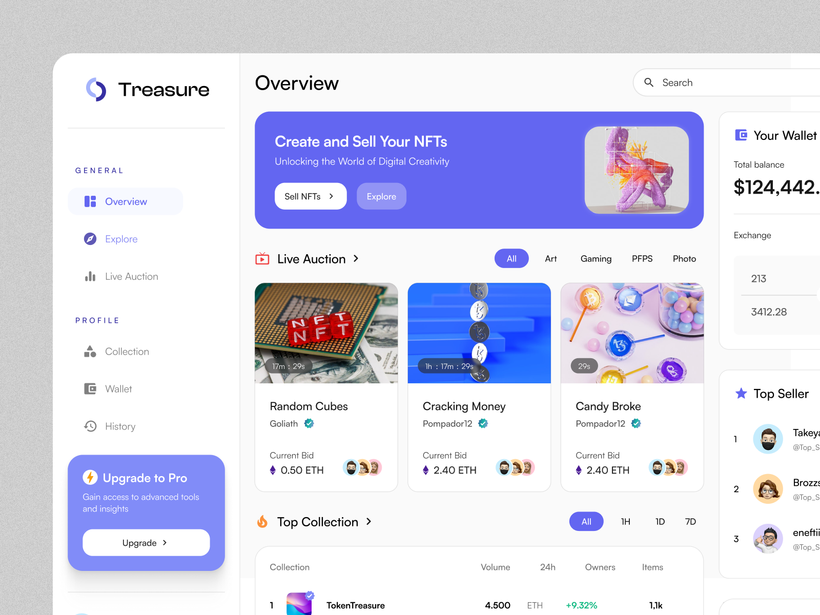 Treasure - NFT Dashboard Marketplace by Dylan Hidaytama I for SLAB ...