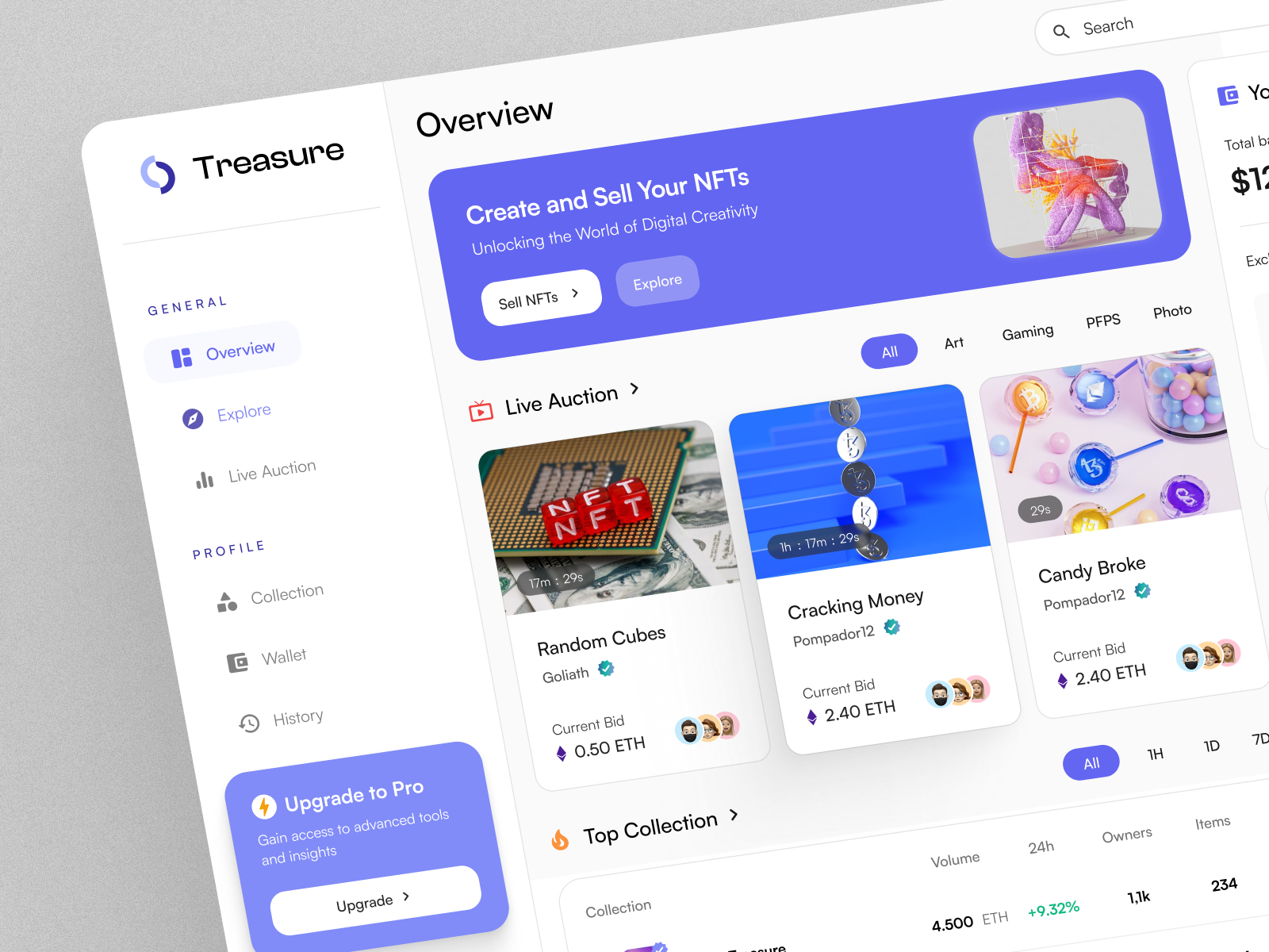 Treasure - NFT Dashboard Marketplace by Dylan Hidaytama I for SLAB ...
