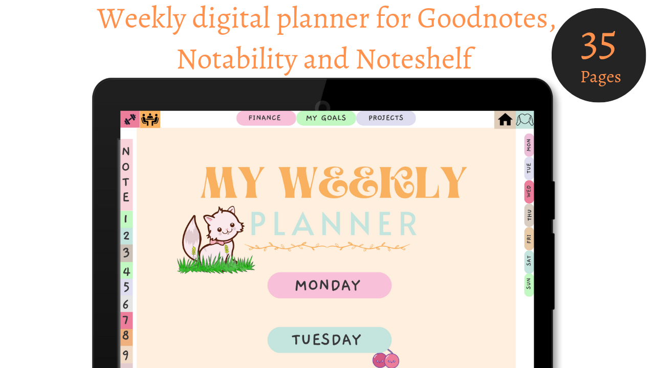Weekly digital planner by Berry Hole on Dribbble