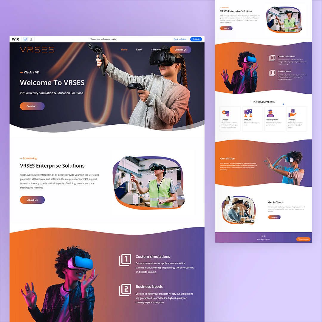 Virtual Reality Wix Website by Wix Pro Template on Dribbble