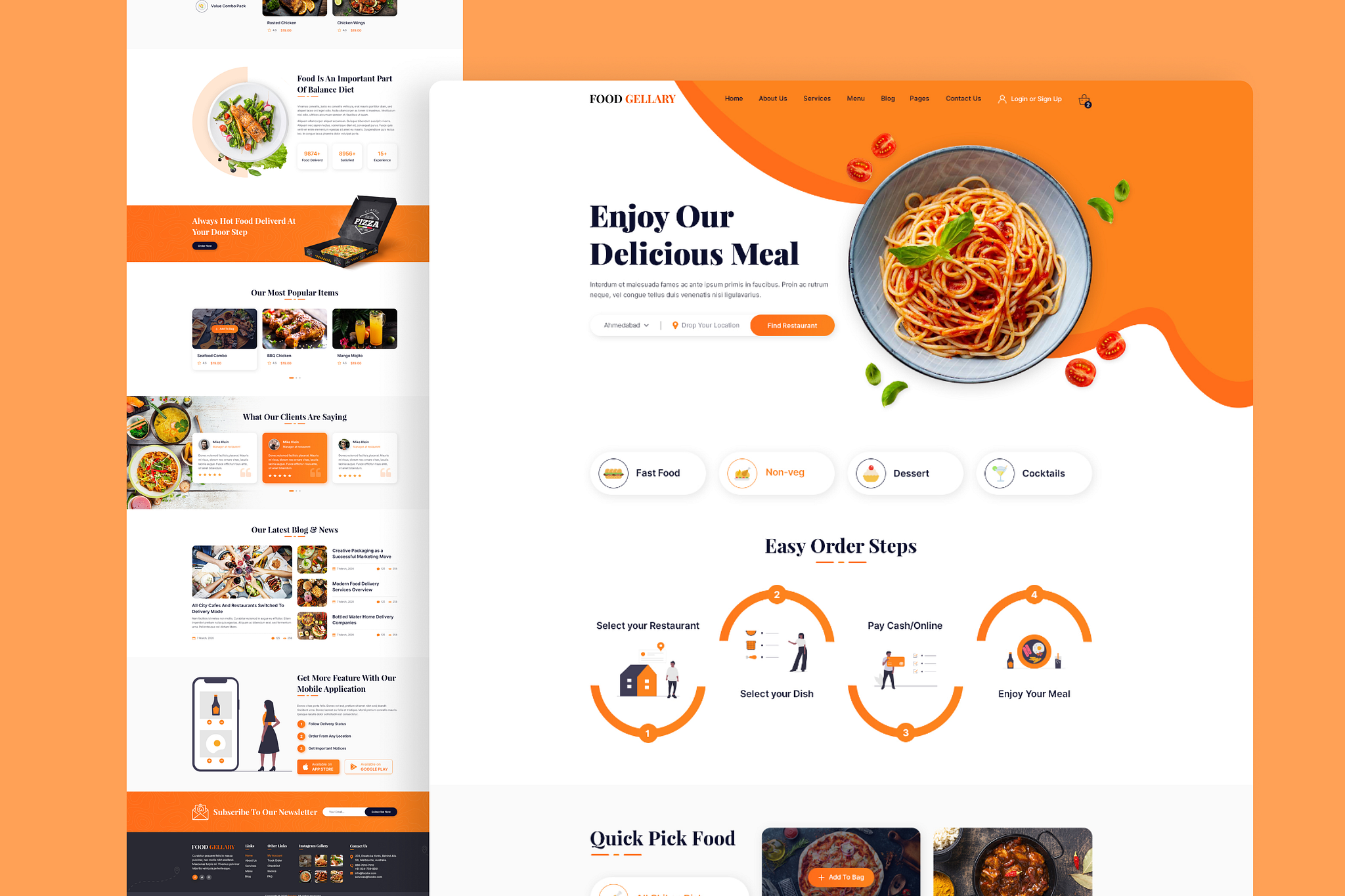 Foody Restaurant Website Design UI by Afran Kazi on Dribbble