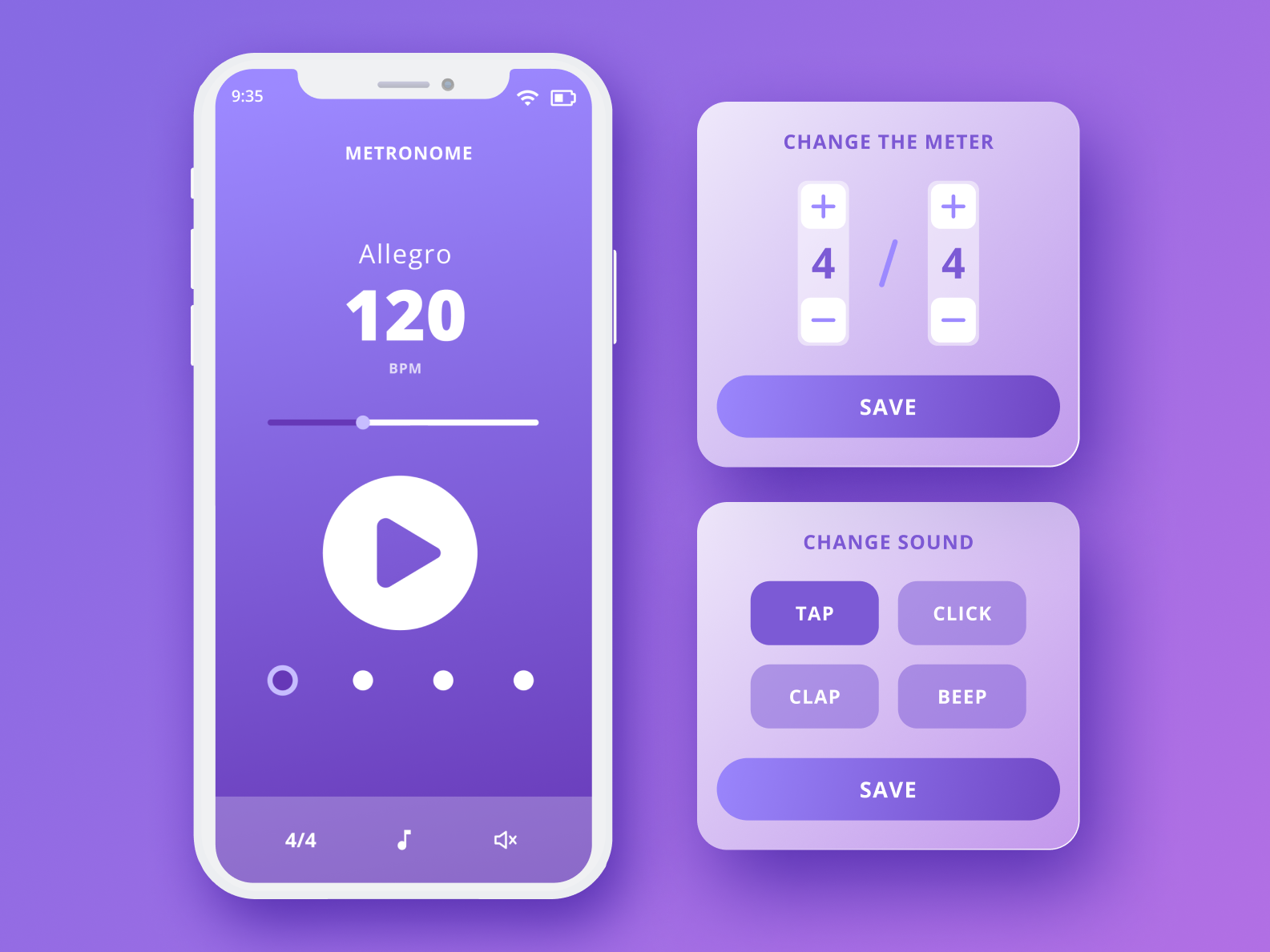 Metronome App by Aleksandra Niewiadomska-Ptak on Dribbble