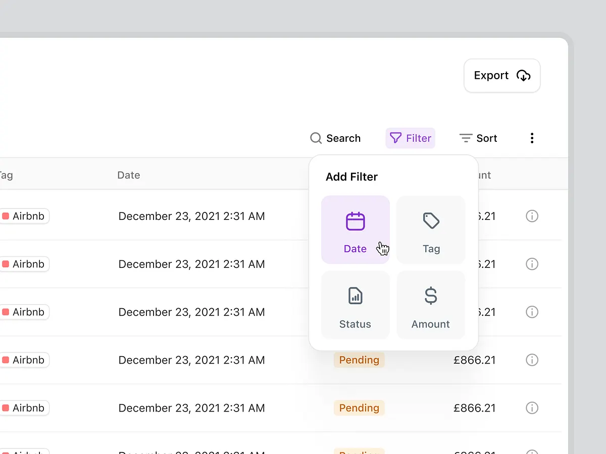 Browse thousands of Table Filter images for design inspiration | Dribbble