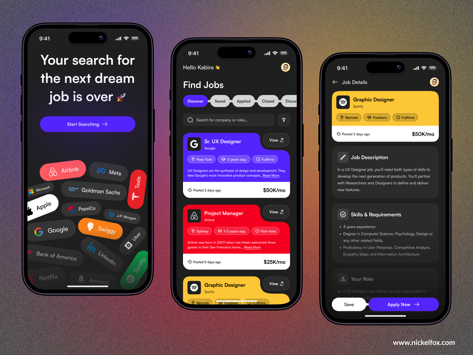 Job app ui design by Dork Industry on Dribbble Job app ui design by Dork Industry on Dribbble