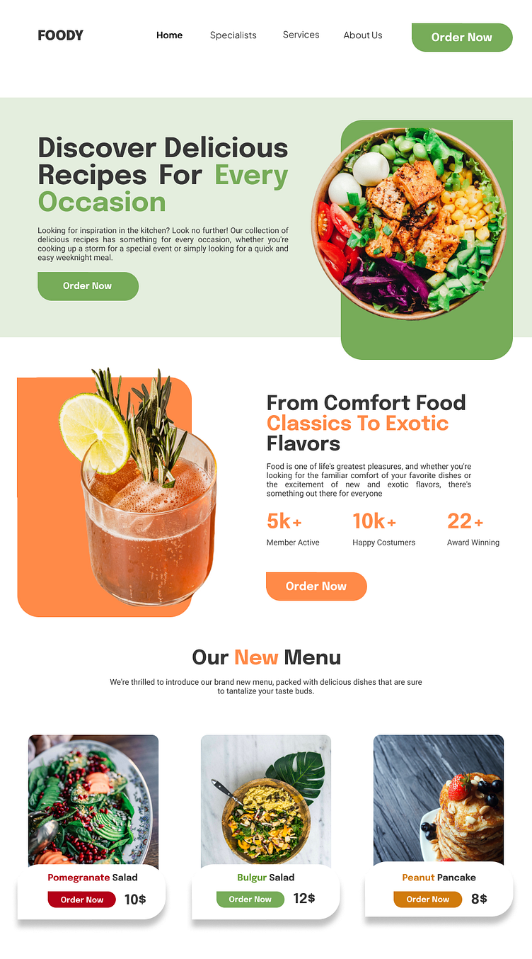 FOODY WEBSITE DESIGN by 1PLUS1 on Dribbble
