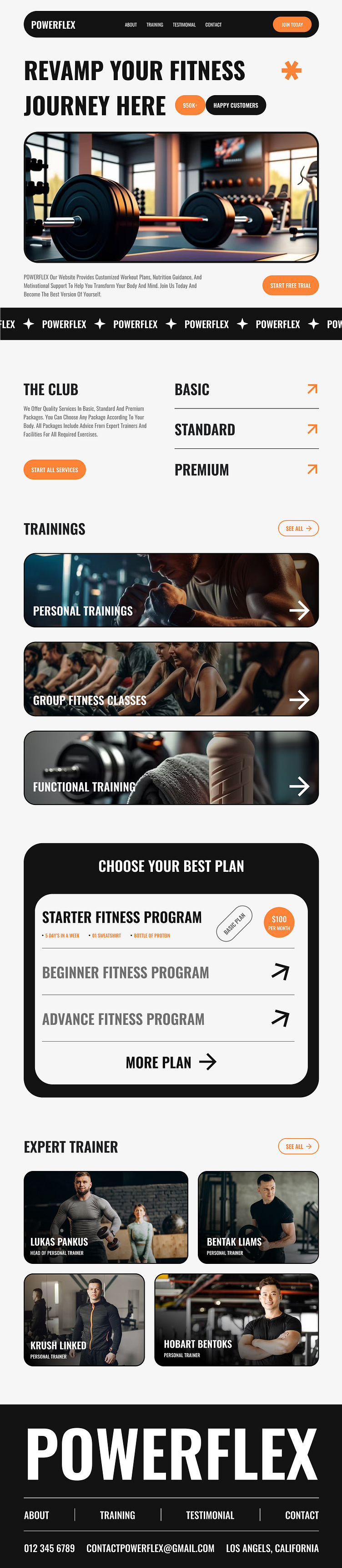Powerflex fitness landing page by Nizam on Dribbble