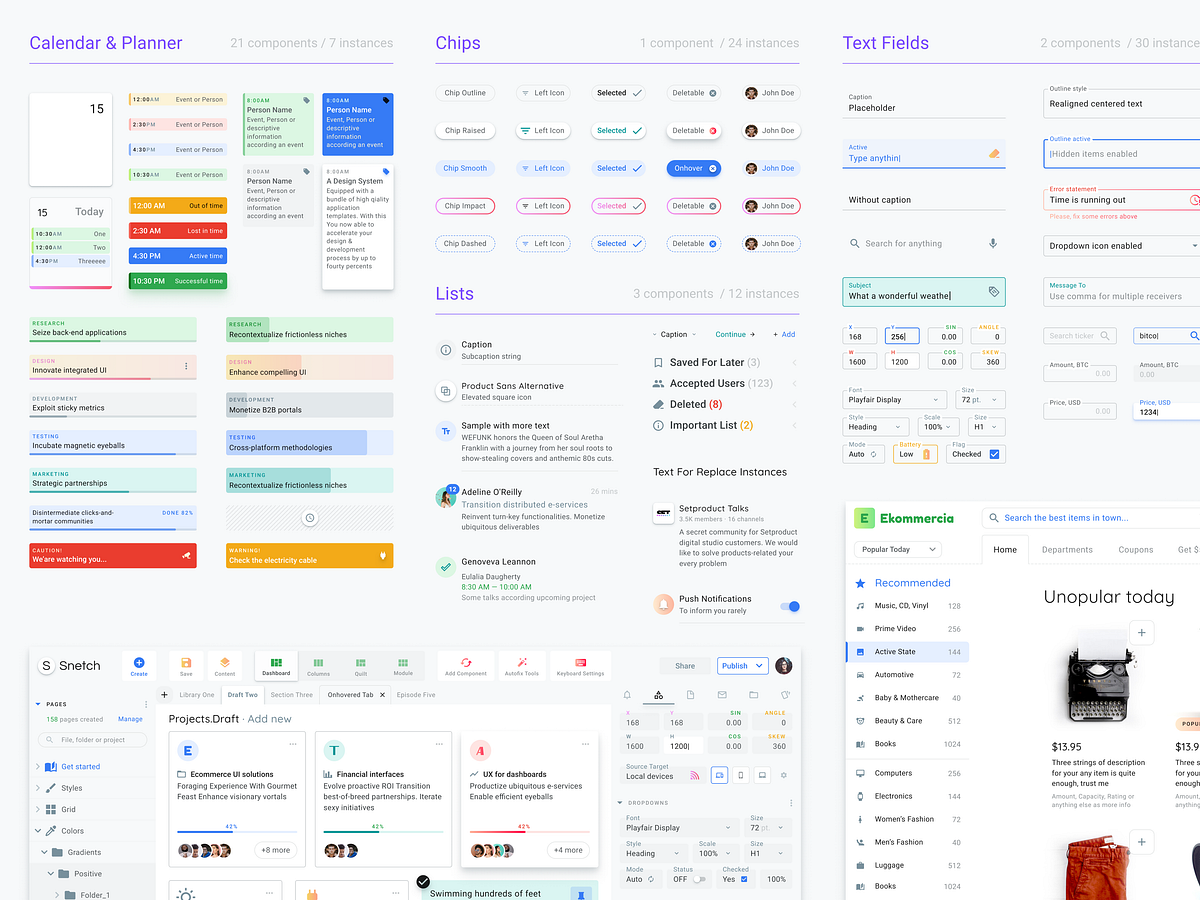 React UI kit - Drawer design templates by Roman Kamushken for ...