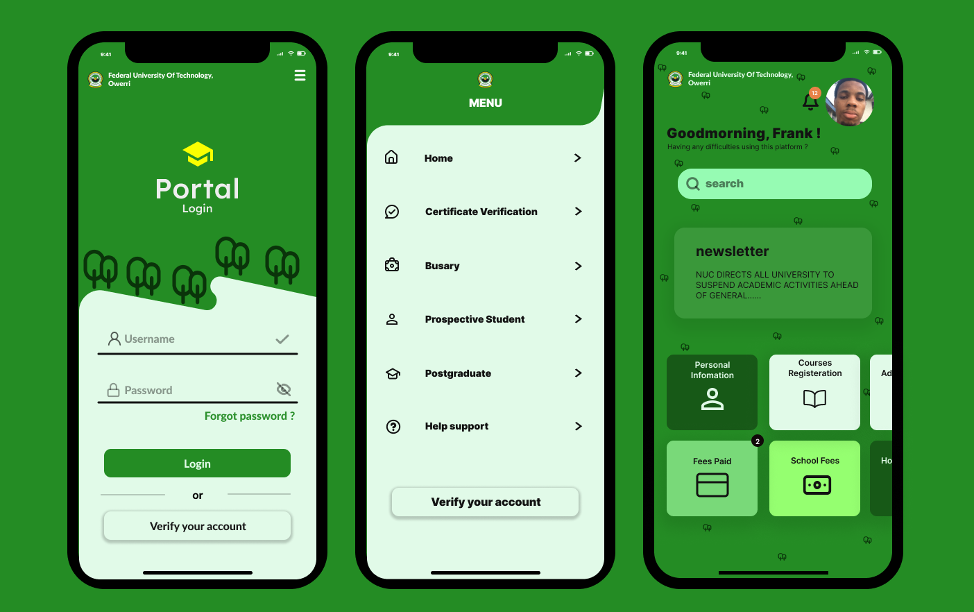 Modification of my school portal by frank Nnoromele on Dribbble