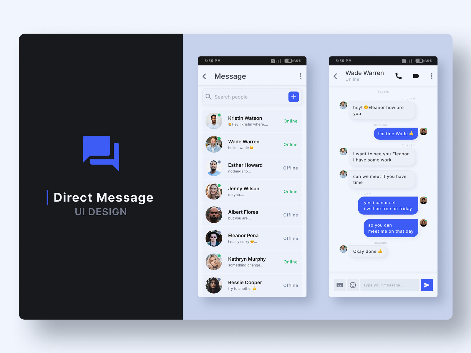 Direct Message UI Design - #directmessageuidesign Chat UI design by ...