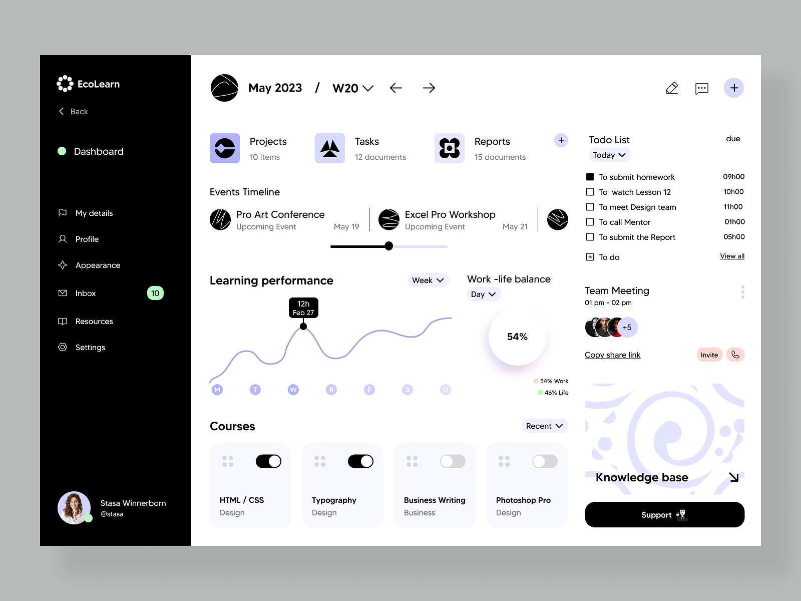 E-learning web app design by Levi Wilson for QClay on Dribbble