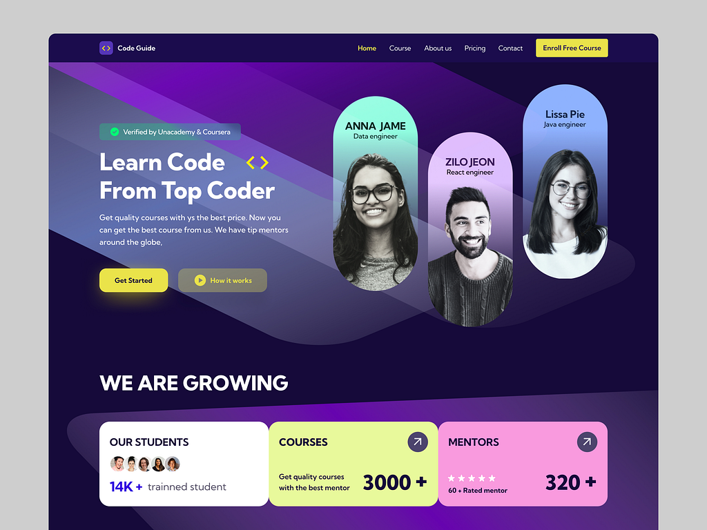 Learn Coding Online - Education Website 2023 by Audin Rushow on Dribbble