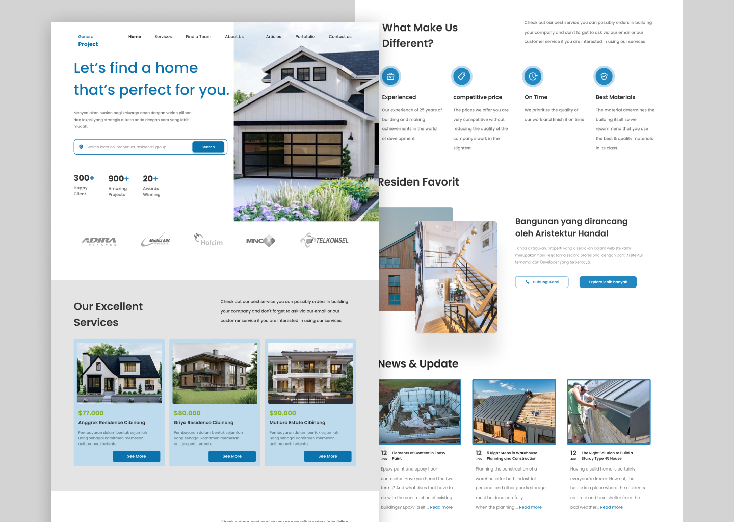 real estate website landing page design by Nadir Aftab on Dribbble