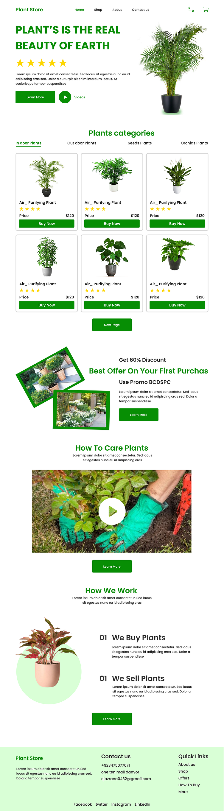 plants website landing page by Nadir Aftab on Dribbble
