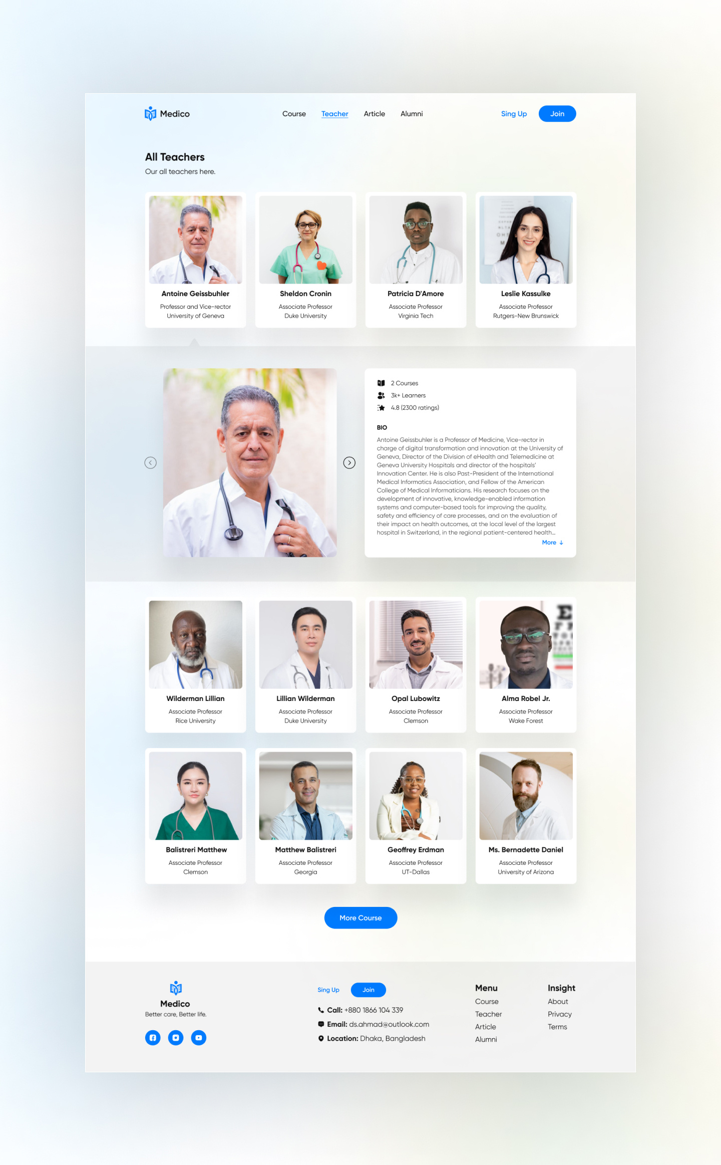 Medical E-Learning Website by Ahmad ibn kalam on Dribbble