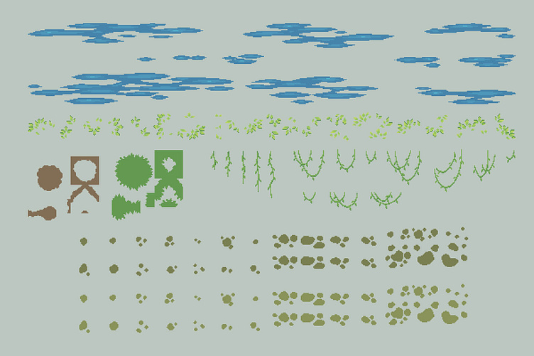 Forest Top-Down Tileset Pixel Art by 2D Game Assets on Dribbble