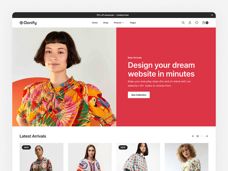 Ecommerce Homepage — Clonify by Clonify on Dribbble