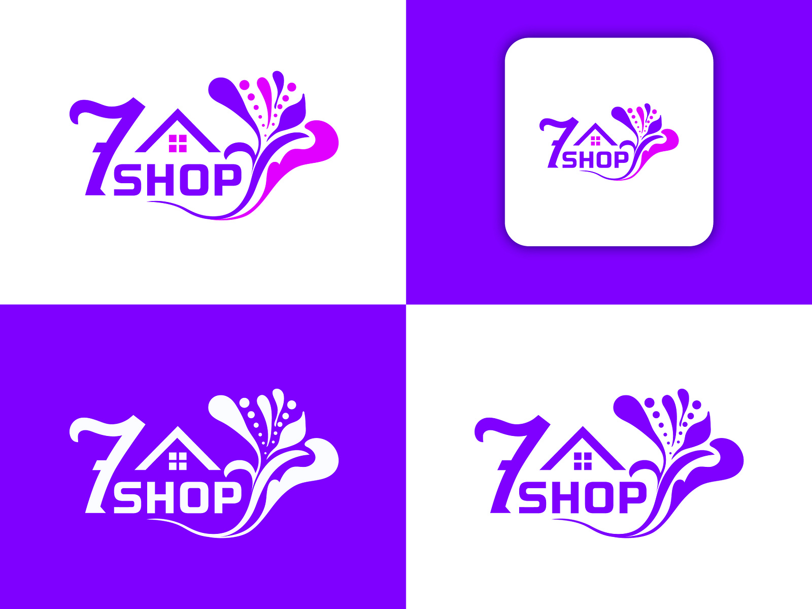 7Shop - Logo Design, Number logo, Minimalist logo, Modern logo by Atik ...