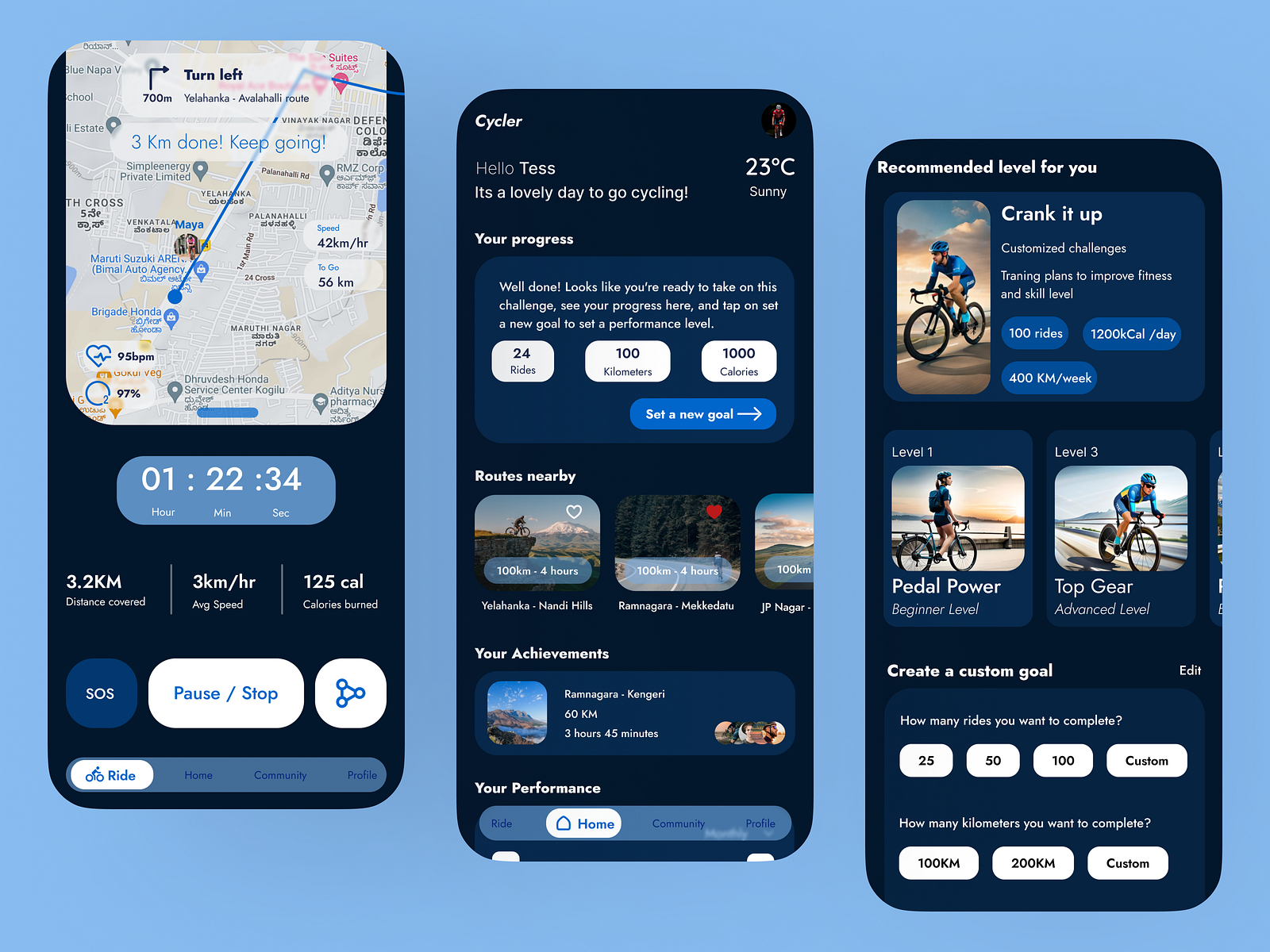 Cycling tracking app design challenge by Shabnam Raghavan on Dribbble