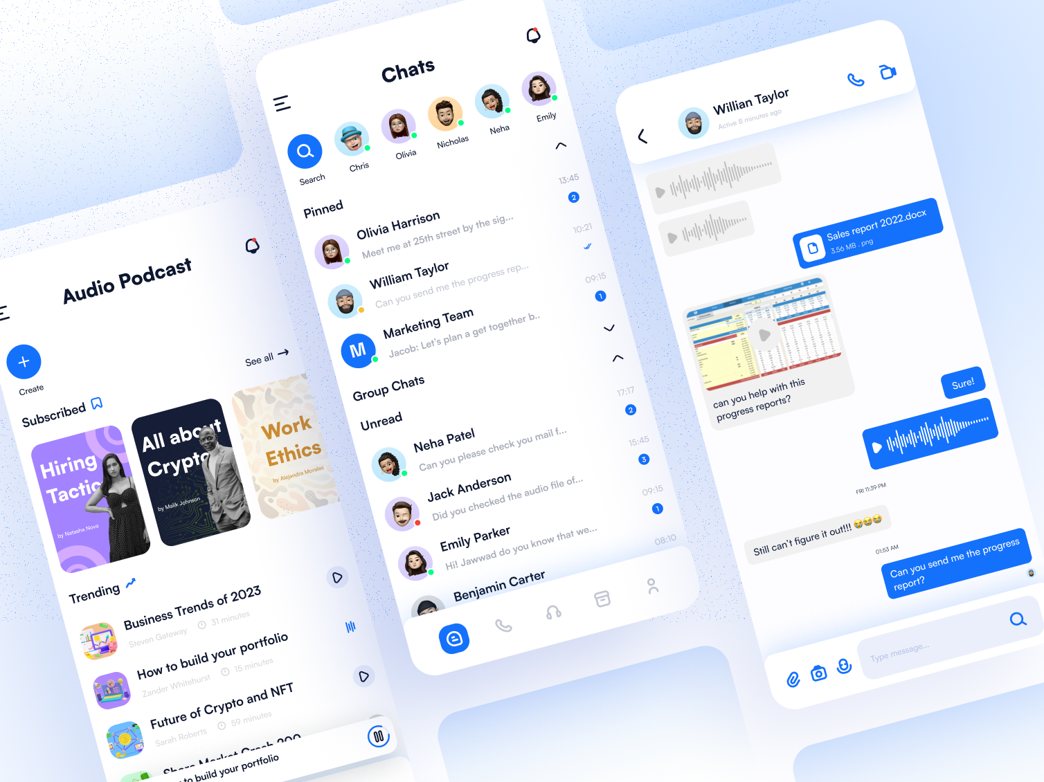 Social App Design - Podcast & Messaging by Jawwad Kabir on Dribbble