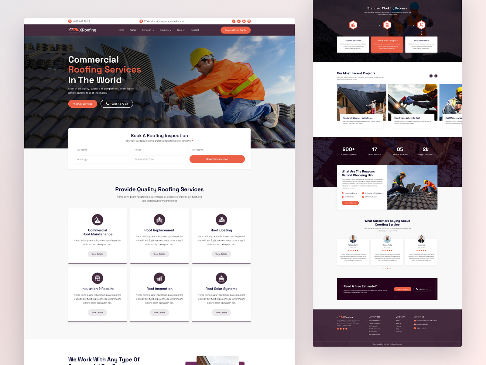 Roofing website design by Diviflash on Dribbble