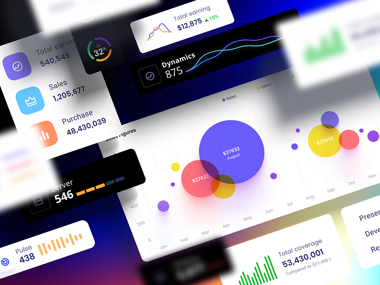 Data visualization in light and dark themes by Alien pixels for ...