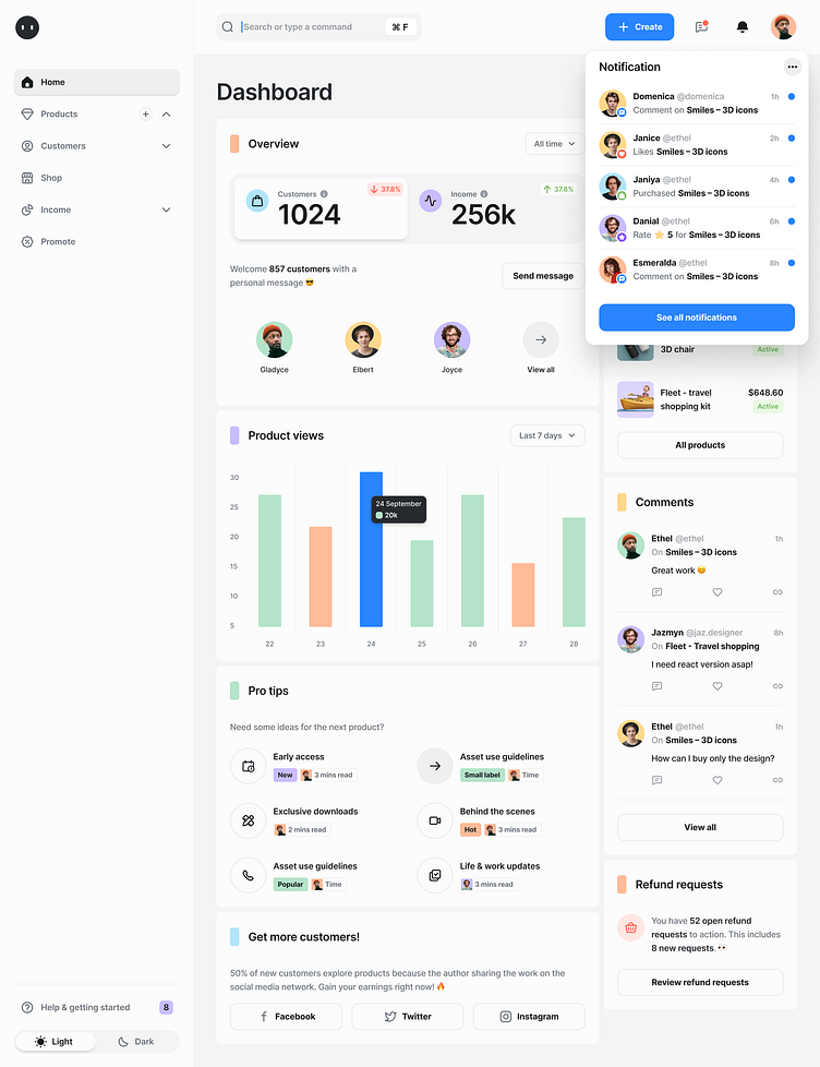 Notifications Menu by Mario Alfred on Dribbble