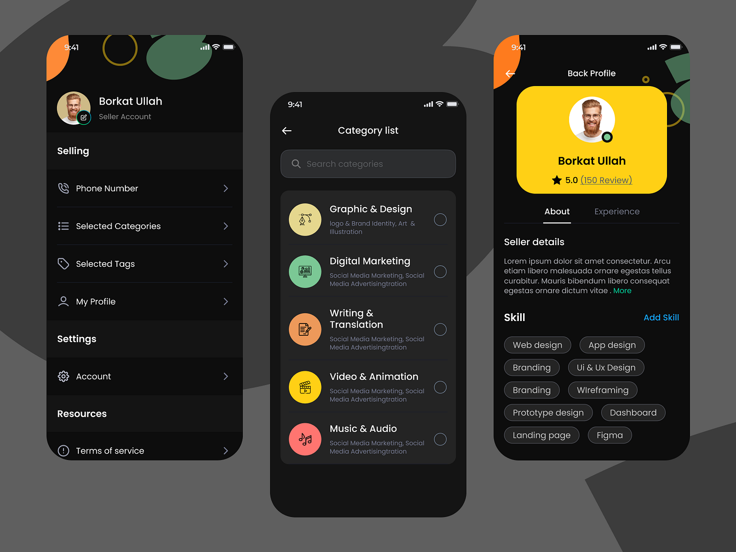 Seller Profile UI by Muhammad Salim for Sadax Studio on Dribbble