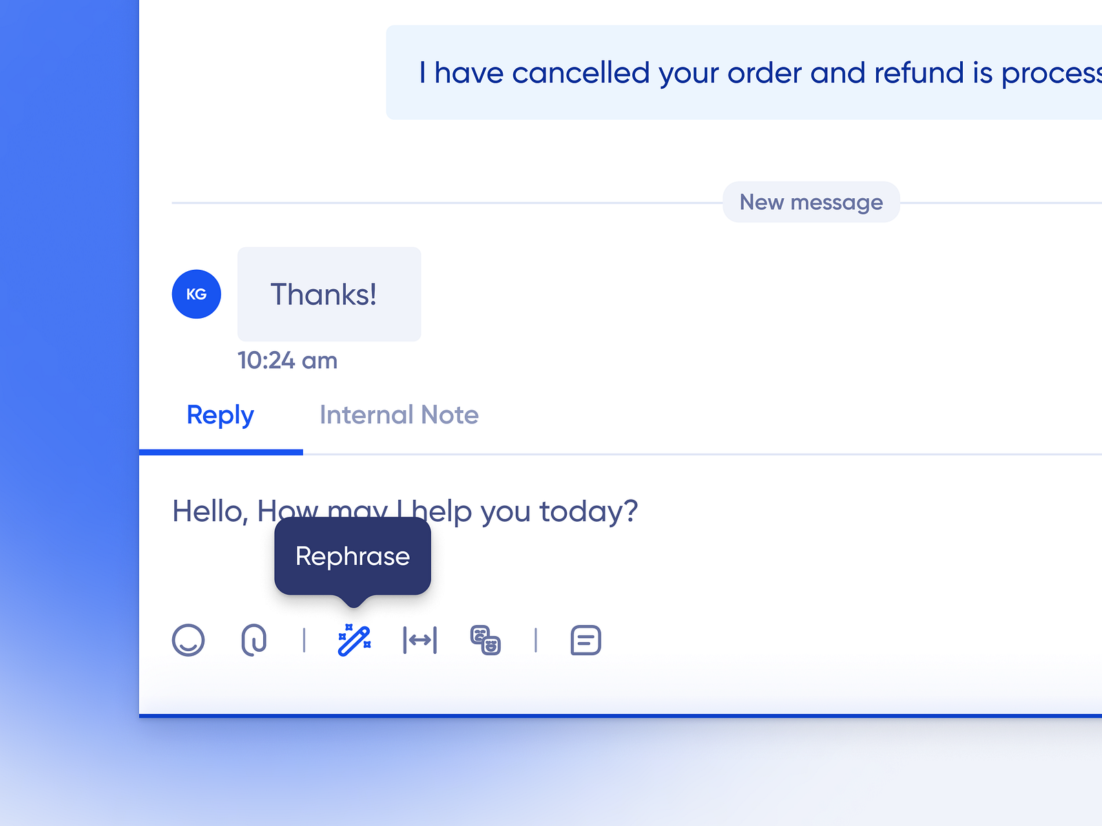 Verloop's AI feature - Rephrase by Design at Verloop on Dribbble
