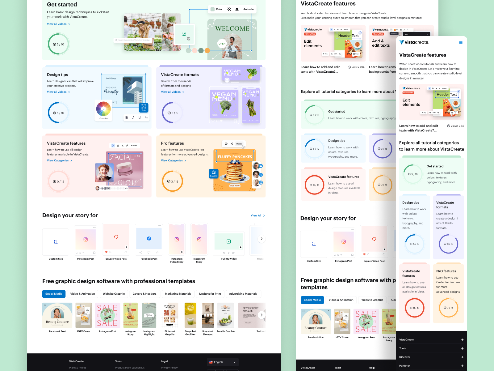 VistaCreate Tutorials Page by Yuliya_Bat on Dribbble