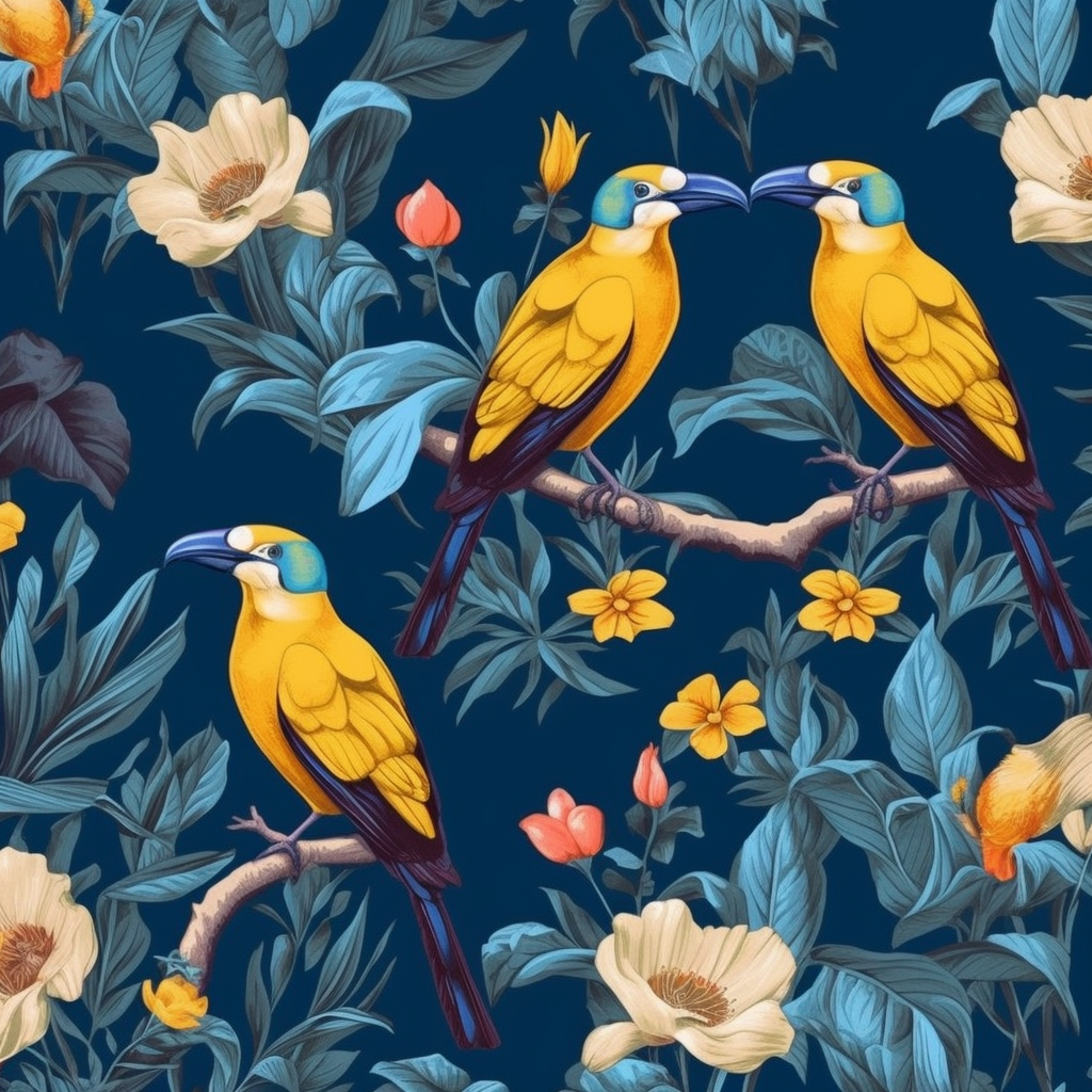 Botanical Pattern Of Yellow Toucans by Annette Lode on Dribbble