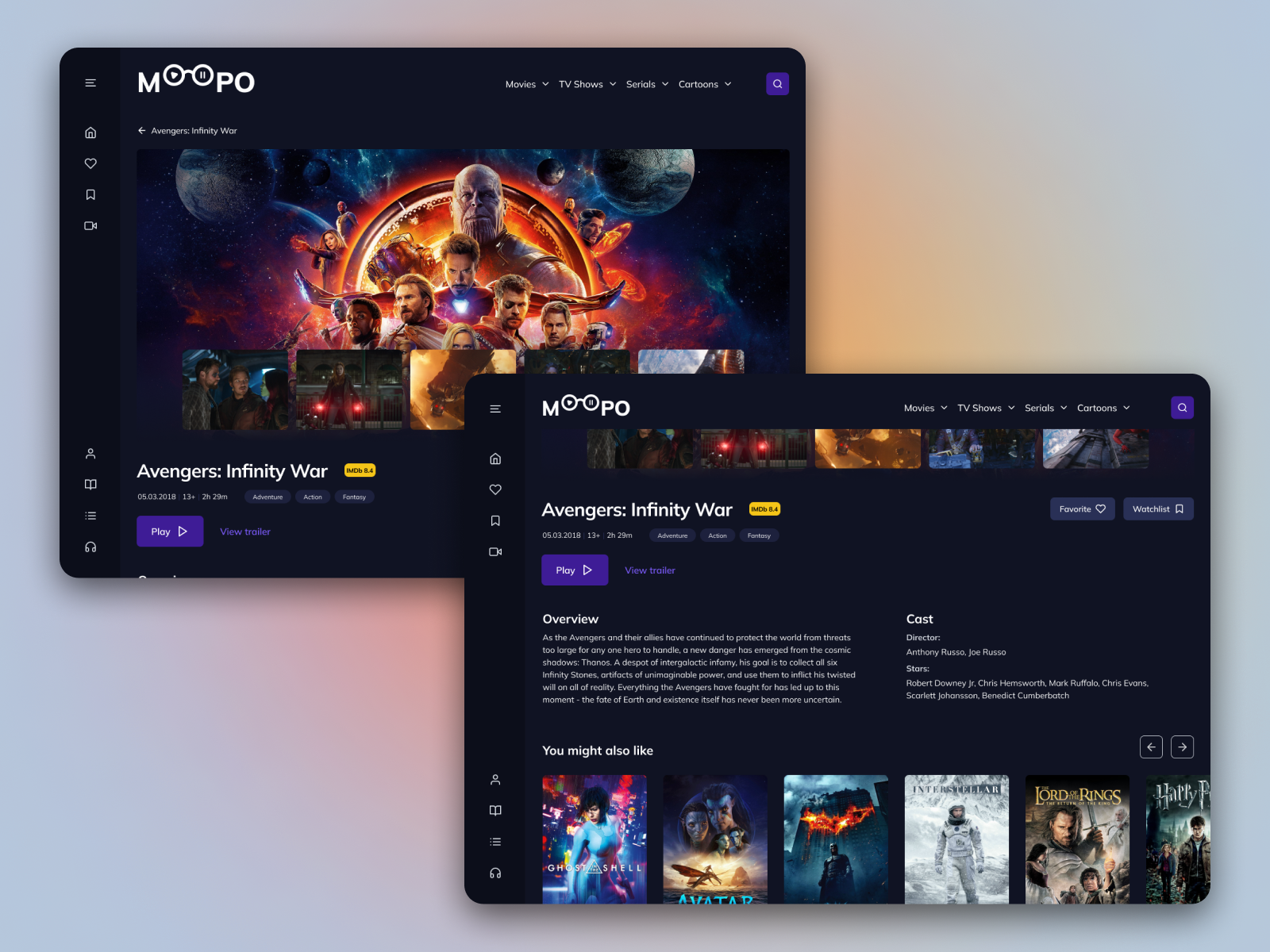 Moopo - movie streaming website by Bohdan Kalashnikov on Dribbble