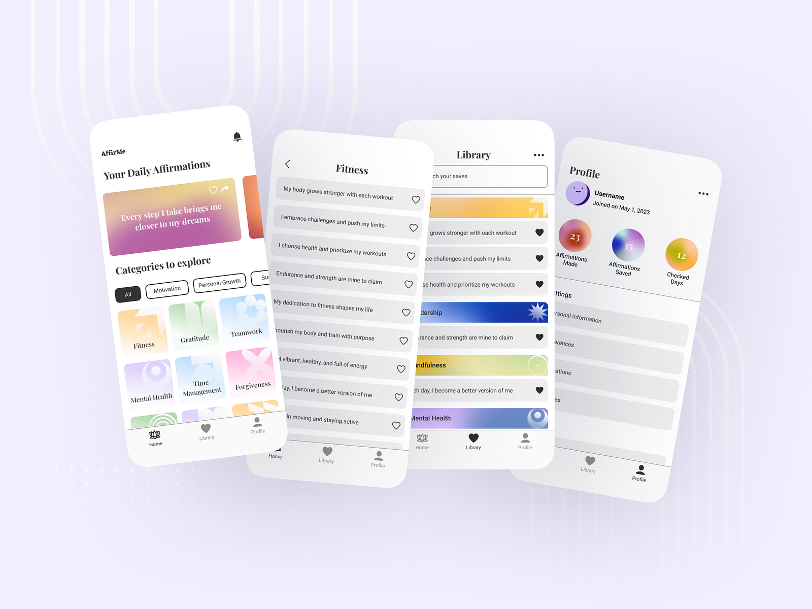 AffirMe - Affirmations Mobile IOS App by malika y on Dribbble