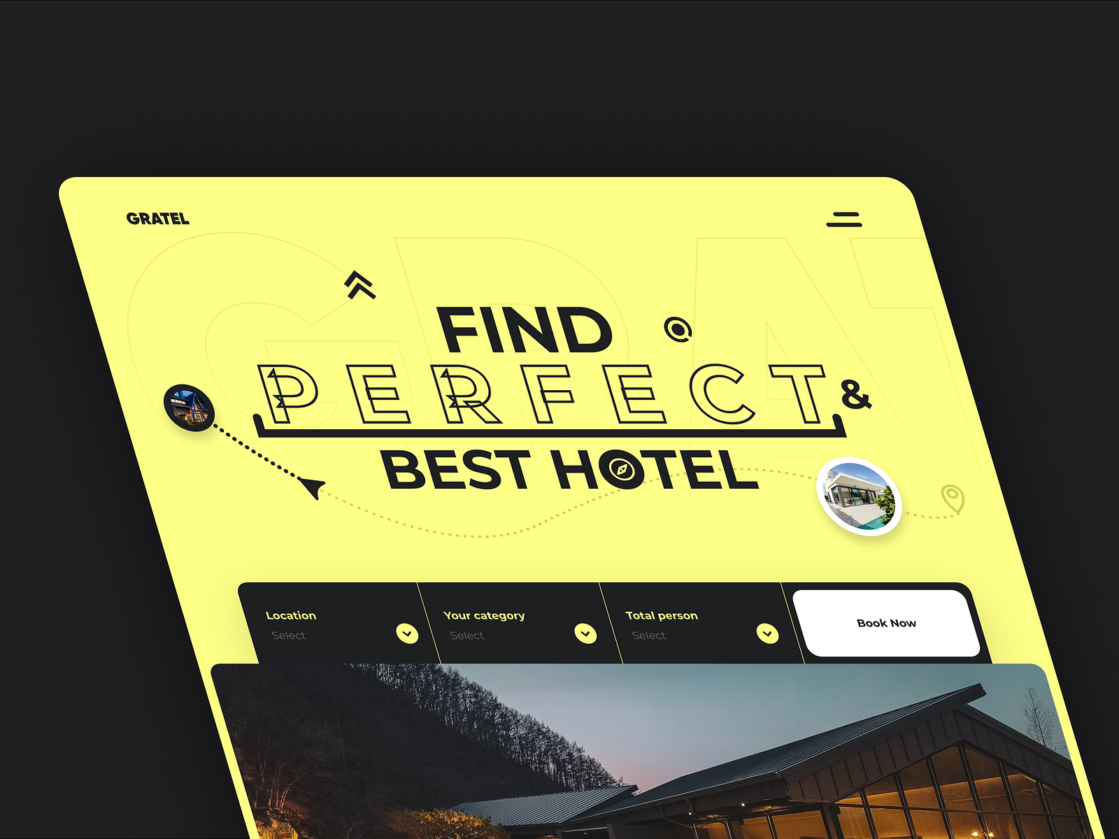 Gratel hotel landing page by Mukul on Dribbble