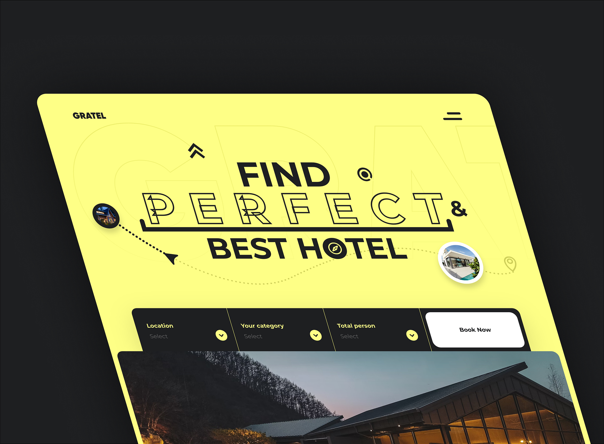 Gratel hotel landing page by Mukul on Dribbble