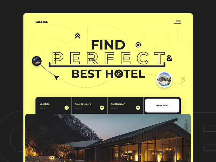 Gratel hotel landing page by Mukul on Dribbble