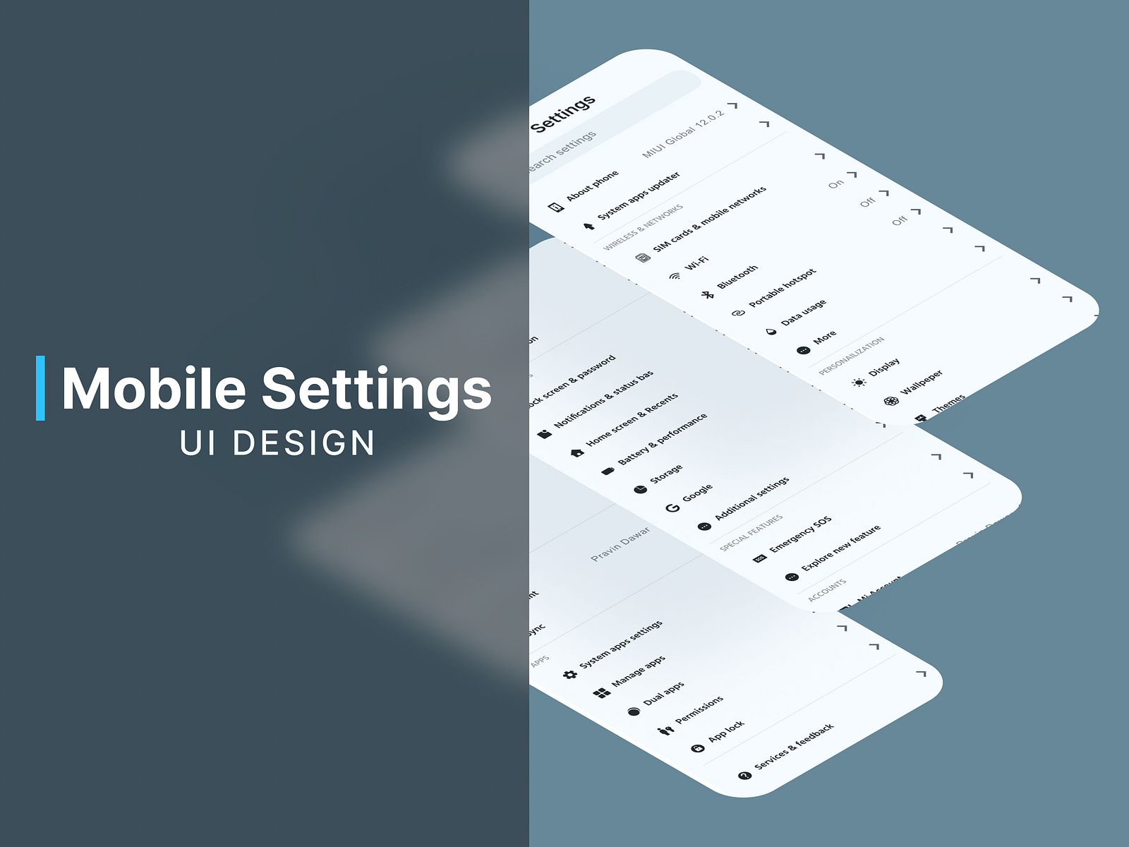 Setting UI Design - Mobiles Settings #settinguidesigns by Pravin Dawar ...