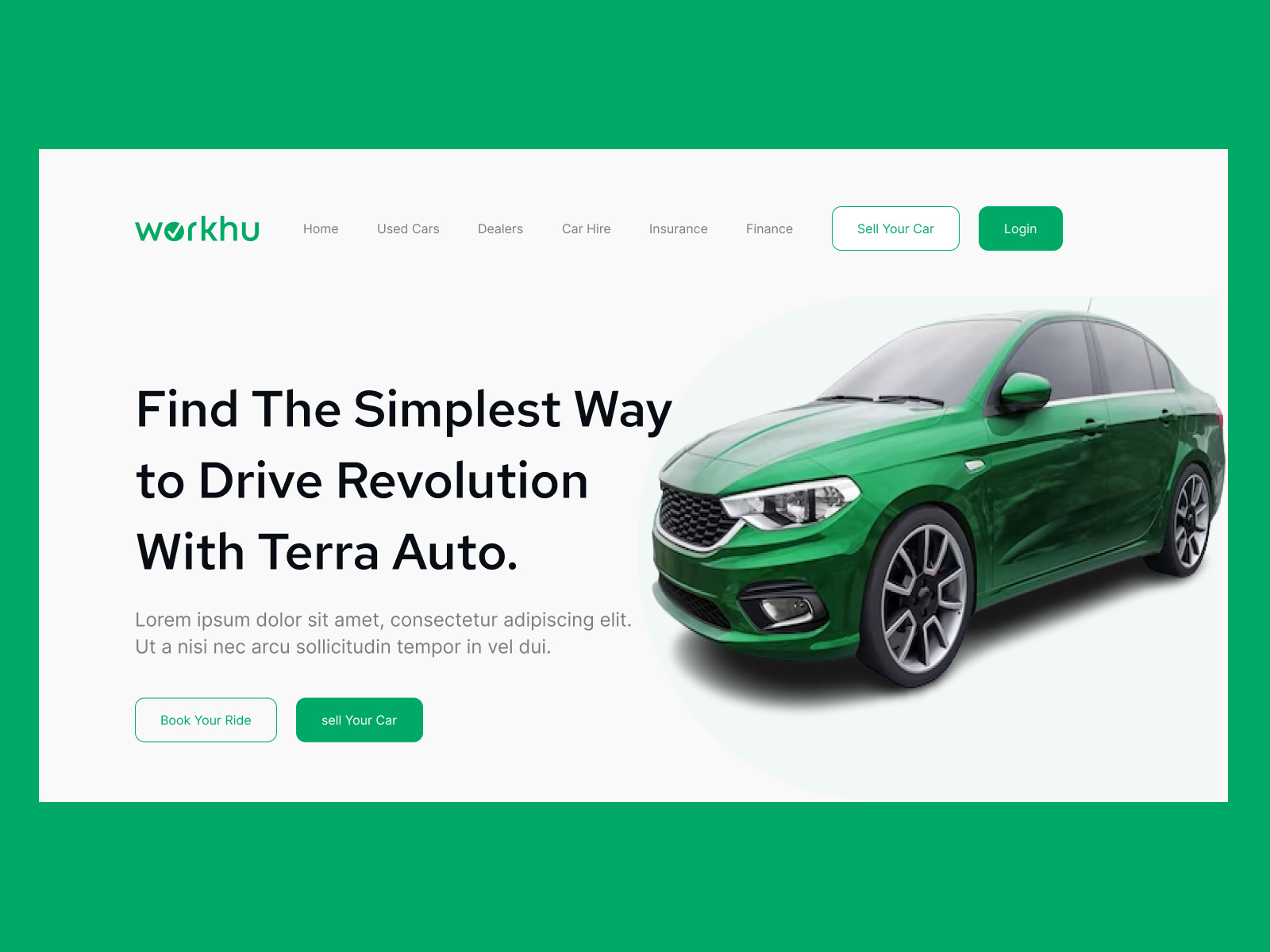 car landing page, car selling website, car booking, rental by Workhu on ...