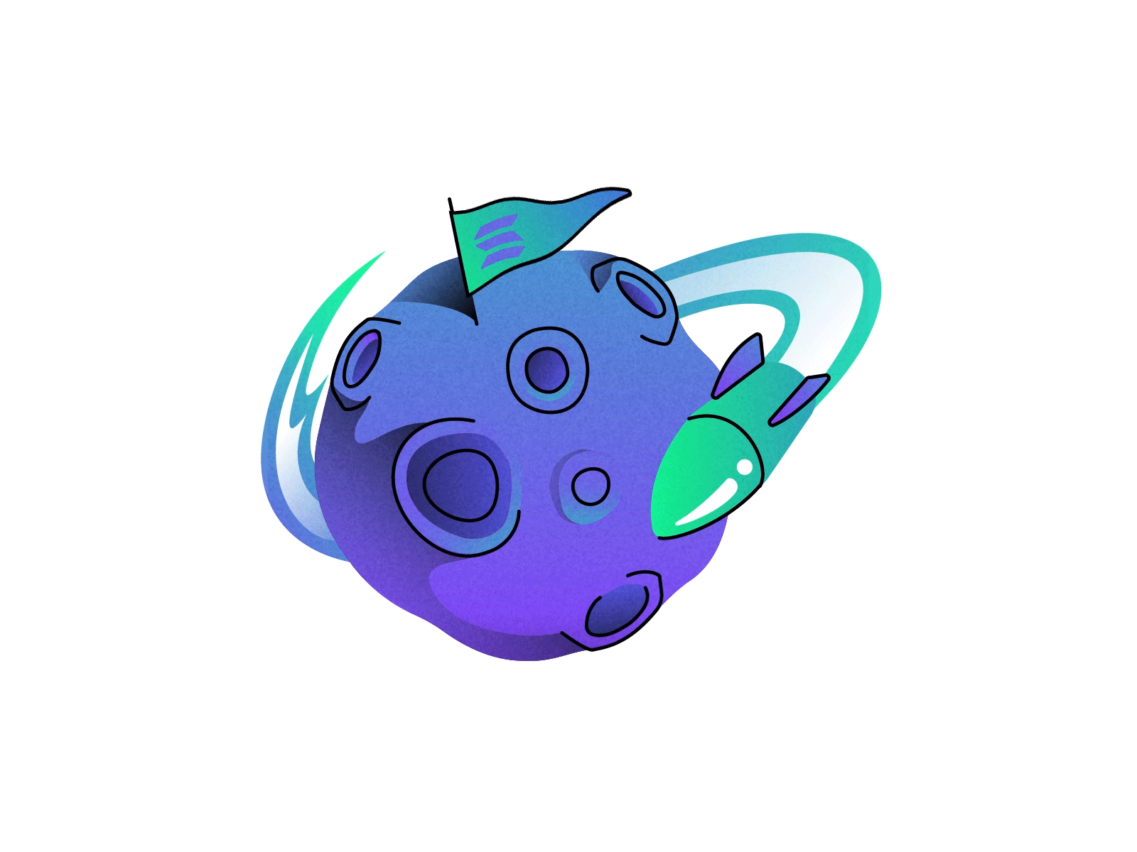 Solana sticker - Rocketship by Adrian Campagnolle for Heyo on Dribbble