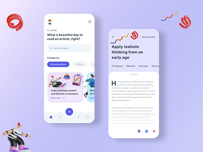 News & Article App by Keyur Vadhadia on Dribbble